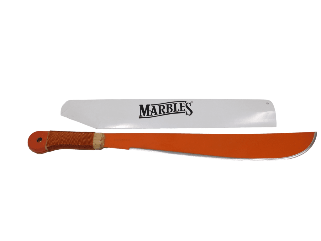 MARBLES MACHETE,18″ (ORANGE) WITH SHEATH & STONE